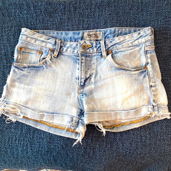 Wesc | Shorts | Wesc Roxanne Denim Shorts In Faded Stretch | Poshmark